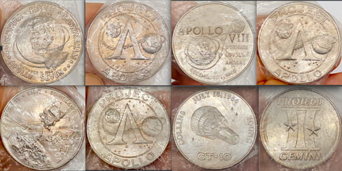 NASA PROJECT APOLLO LOT -SEALED MISSION MEDALS - Apollo 7, 8, 9, and ...