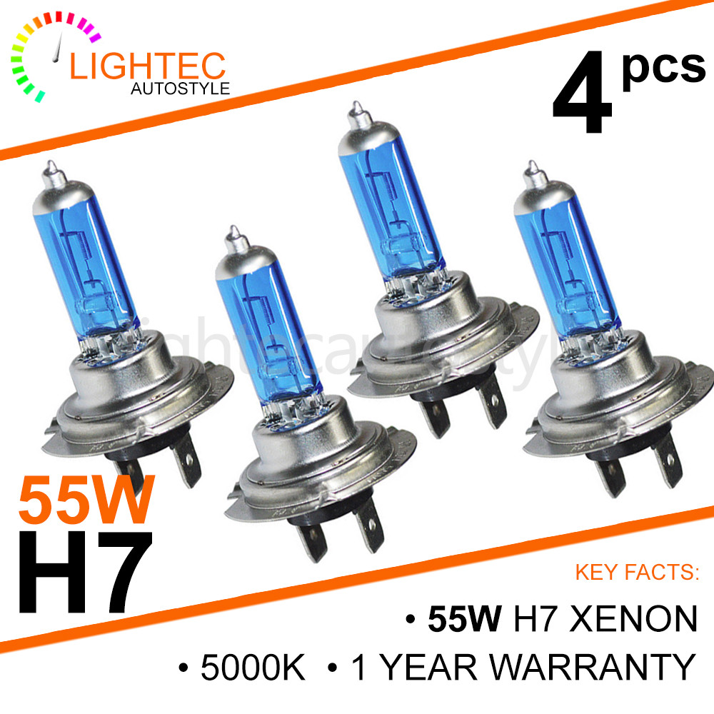 H7 55W HID WHITE XENON HALOGEN UPGRADE BULBS 12V PLASMA UPGRADE 5000K ...