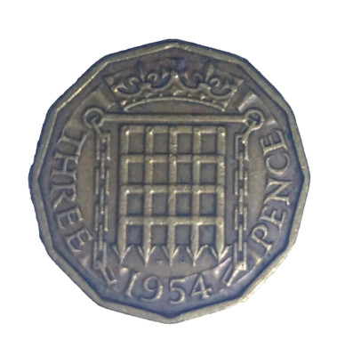 Elizabeth II three 3 pence coin - English - 1954, 1963 or 1966 -3d ...
