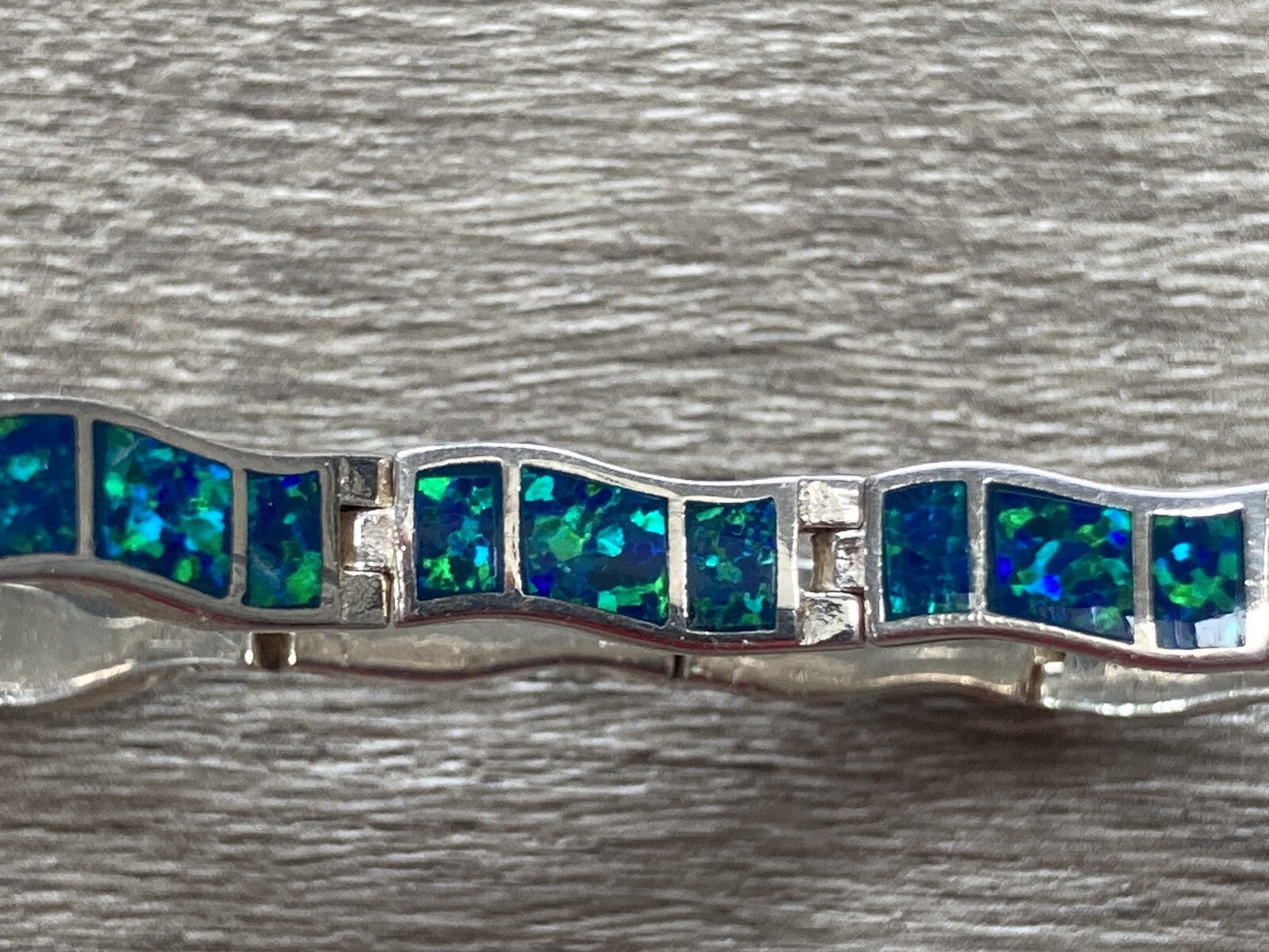 Sterling And Black Opal Inlay Wave Pattern Bracelet. | eBay