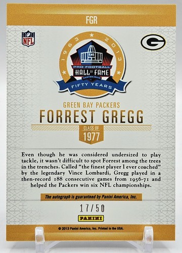 Forrest Greg 2013 Panini Hall Of Fame Autograph On Card Auto /50 ...