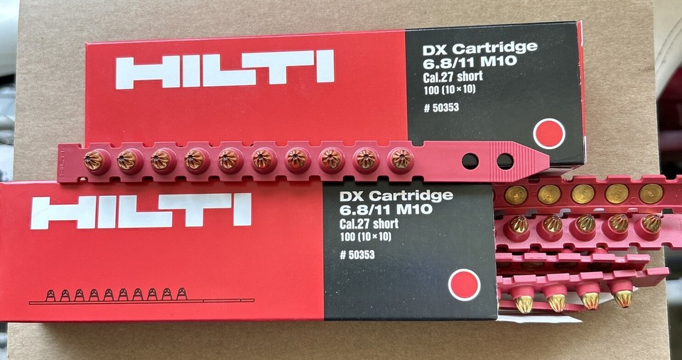 HILTI Red Loads! .27 Cal 6.8/11 Short #50353! 2 Boxes= 20 Strips= 200 ...