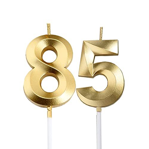 Gold 85th & 58th Birthday Candles,Gold Number 85 58 Cake Topper for ...