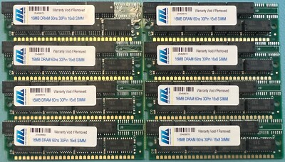 LOT OF EIGHT (8) 16MB FPM NON-PARITY 60NS SIMM 30-PIN 5V 16X8 | eBay