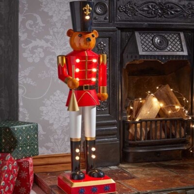 Christmas Large Metal Nutcracker Teddy Bear 80cm Standing Light Up Xmas Figure | eBay UK