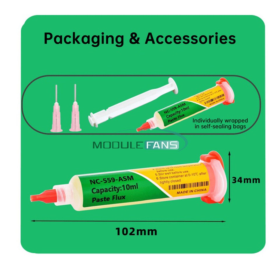 NC-559-ASM 10cc No-Clean Tacky Gel Solder Flux Low Temperature Solder ...