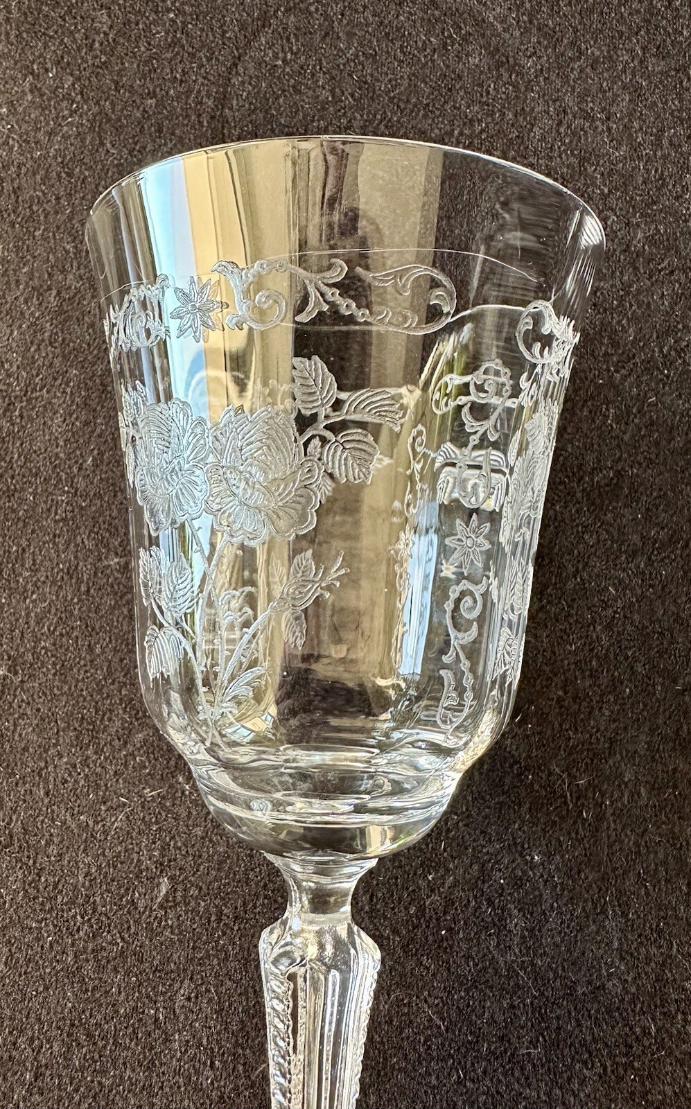 Vintage Fostoria Midnight Rose Set Of 4 Water Goblets Etched Floral ...