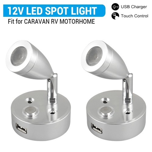 2x 12V LED Interior Spot Reading Light Camper Van Caravan Boat Touch ...