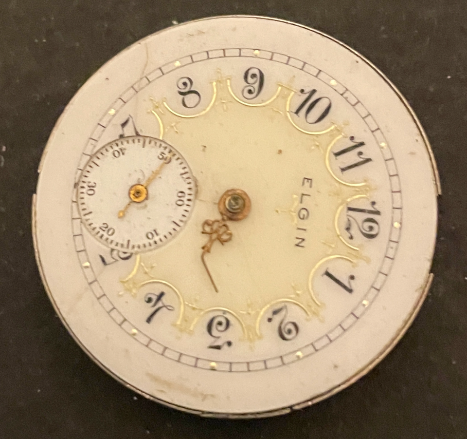 Antique 1905 Elgin Grade 324 Pocket Watch Movement Fancy Dial Ticks 0s ...