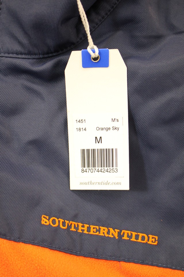 SOUTHERN TIDE Logo Mens Sky Orange Navigational Fleece Vest NWT M $115 ...