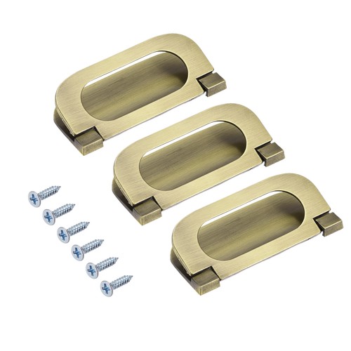 3Pcs Flush Ring Pull Handles(74mm/2.91") Zinc Alloy Hidden Recessed ...