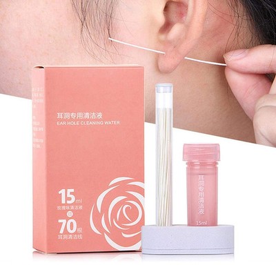 Earrings Hole Cleaner Ear Hole Cleaning Line Odor Removal Ear Care Kit ...