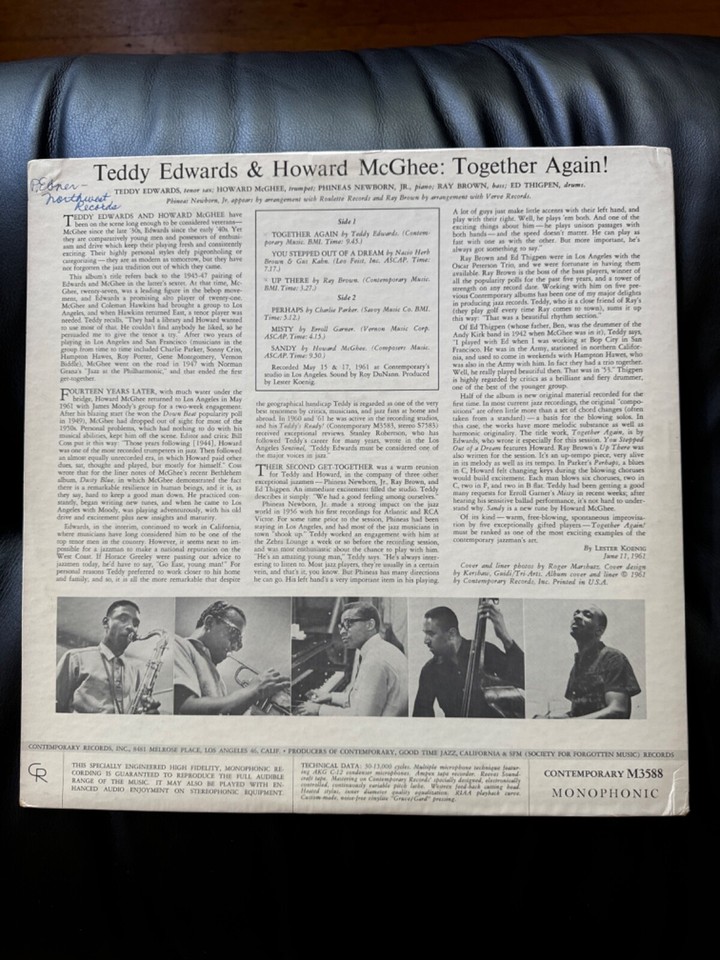 Teddy Edwards Howard McGhee - Together Again 1961 Contemporary Mono VG+ ...