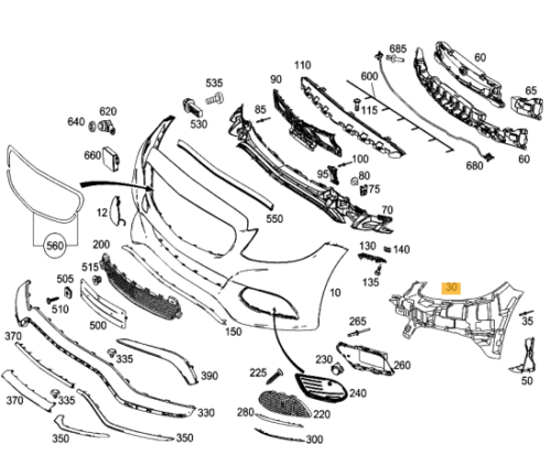 MB C63 W205 AMG Front Bumper Mounting Bracket Left N/S A2058853465 NO🇺🇸 ...