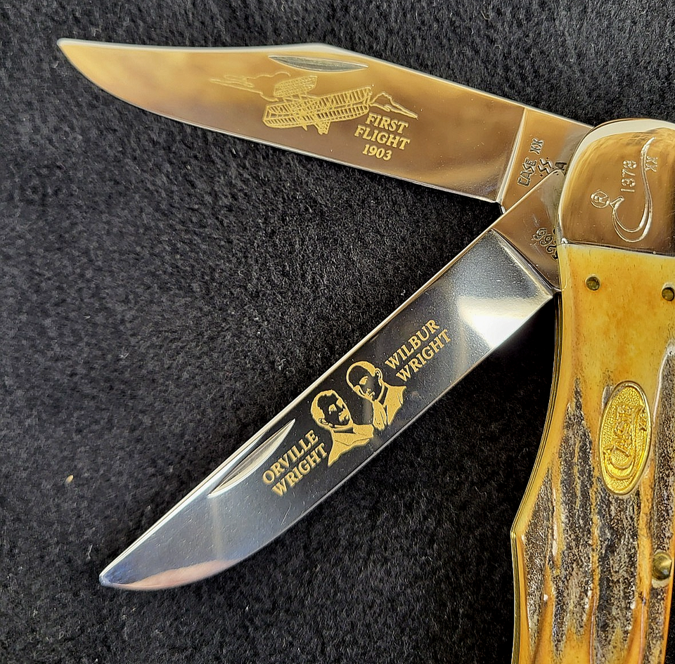 Case XX Genuine Stag Wright Brothers First Flight Folding Hunter 2 Dot ...