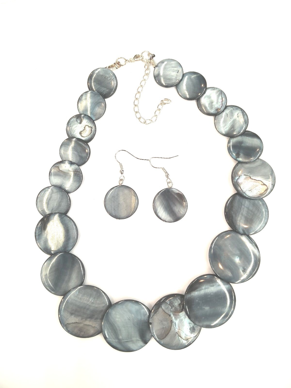 Fashion Trend Shimmy Shell Disc Shape Necklace With Dangle Earrings Set ...