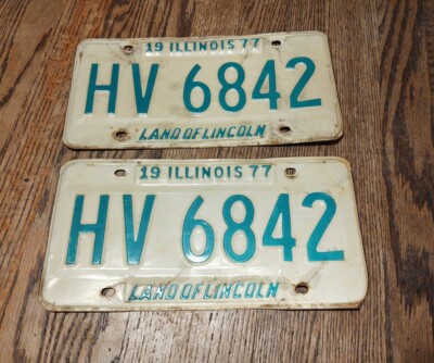 HV 6842 1977 Illinois license plates vintage 1 pair car IL patina | eBay