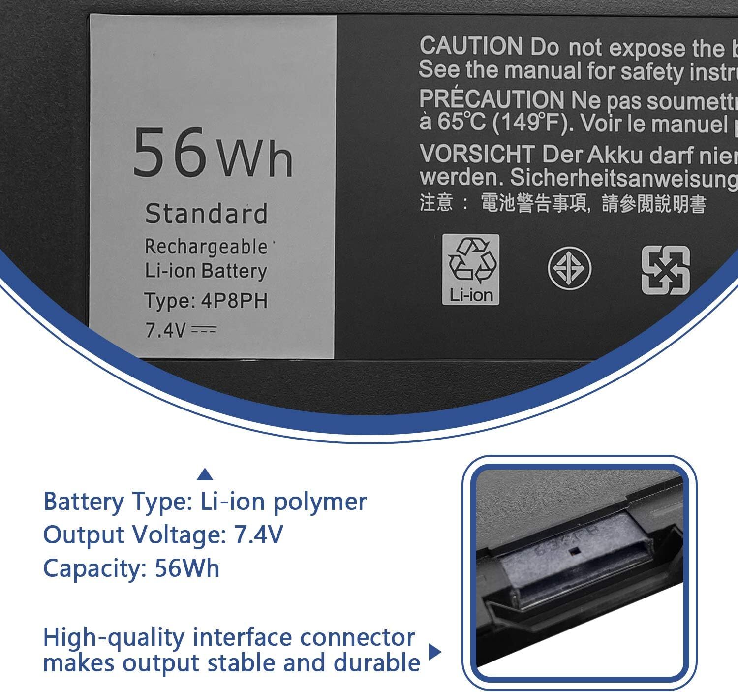 4P8PH Battery for Dell Inspiron 15 7000 7537 7547 7548 Vostro 14 5459 ...