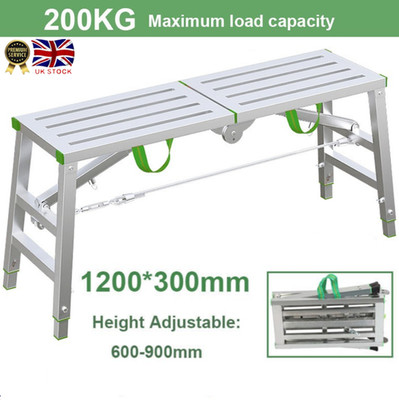 Galvanised Steel Tube Hop Up Step Ladder Folding Stool Work Bench ...