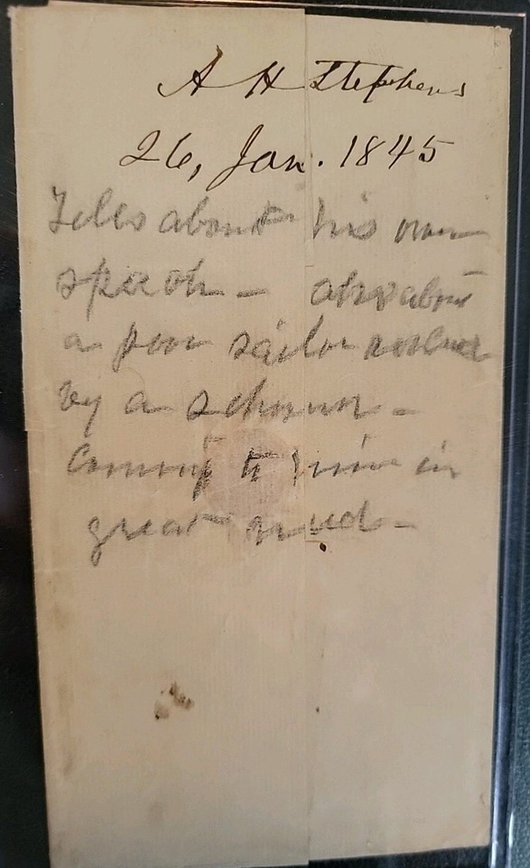 Alexander H Stephens Member Congress Free Frank Cover 1845 DC/VA Linton ...