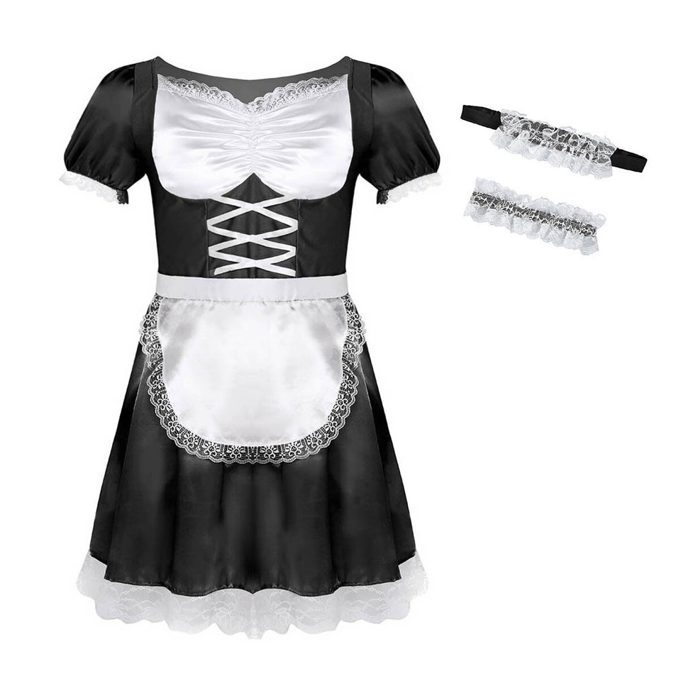 Male French Maid Apron Dress Mens Halloween Party Role Play Fancy ...