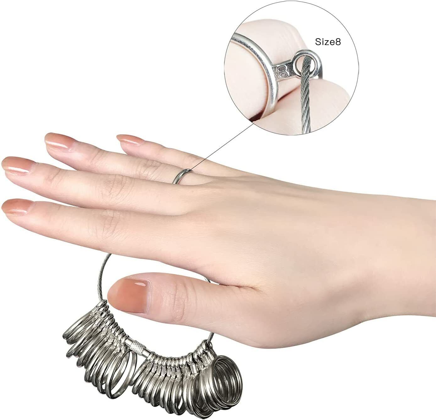 Metal Ring Sizer Gauge Mandrel Finger Sizing Measure Stick Standard ...