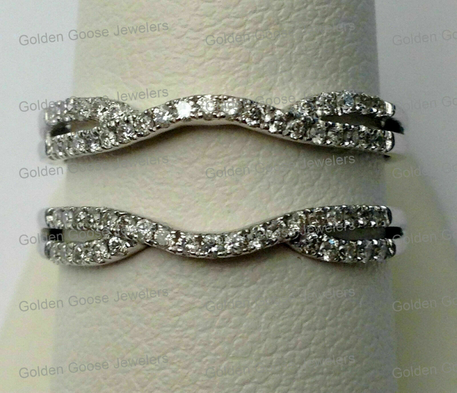 14k White Gold Split Shank Solitaire Enhancer 0.50ct Diamonds Ring ...