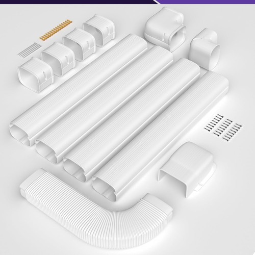 5'' 17 Ft Mini Split Line Set Cover, PVC & PP Line Cover Set Universal ...