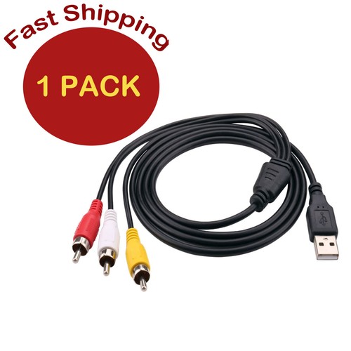 USB to 3 RCA Cable Male Jack Splitter Audio Video AV Composite Adapter ...