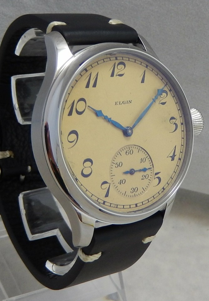 Elgin 12s Pocket Marriage Watch Conversion 44mm SS Wrist Watch 1917 ...