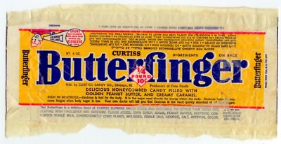 c1940s 10ct Butterfinger candy bar wrapper 1/4 Pound - Curtiss Chicago ...