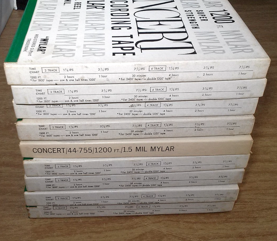 Vintage Lot of Reels 9 Mylar Concert 7" 1200 ft. Recording Tapes | eBay