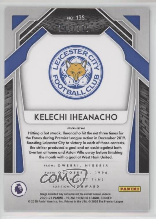 2020-21 Panini Prizm Premier League Breakaway Blue /195 Kelechi ...