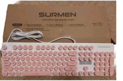 Surmen V300 Wired GAMING Keyboard - PINK! NEW | eBay