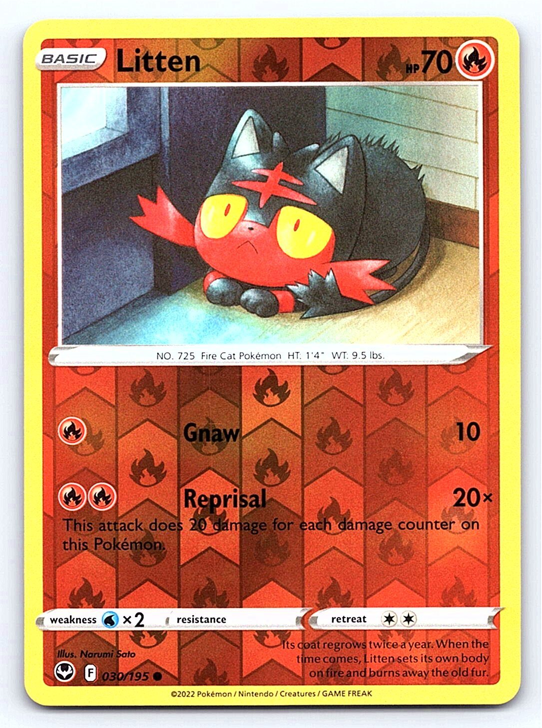 Litten 030/195 Reverse Holo Silver Tempest Pokemon Card - NM Near Mint ...