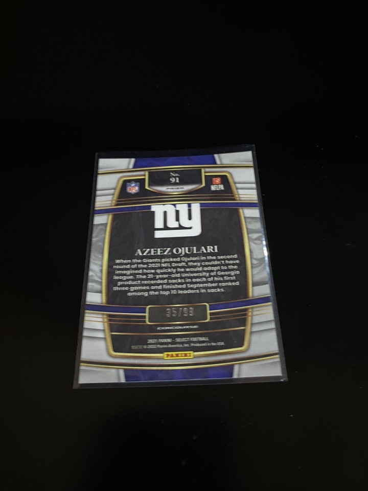 Azeez Ojulari 2021 Panini Select Concourse Red /99 #91 RC Giants PWE | eBay