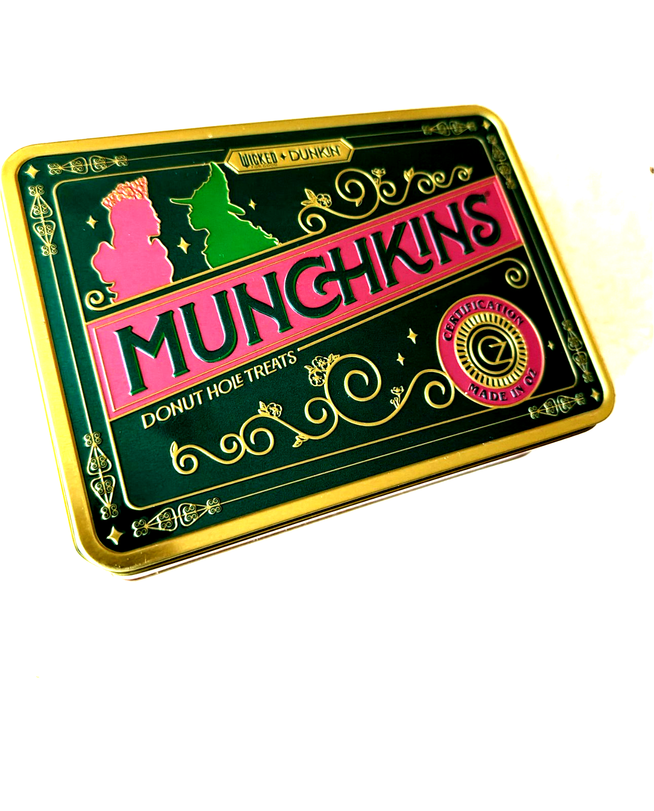 WICKED Dunkin Donuts Munchkin Tin Made In Oz Glinda & Elphaba Pink ...