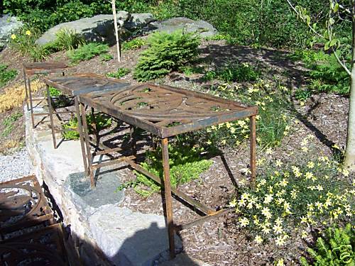 CUSTOM made iron patio table 1878 GOTHIC roof cresting | eBay