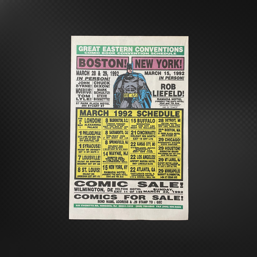 Great Eastern Comic Book Convention Schedule Original Print Ad 1992 ...