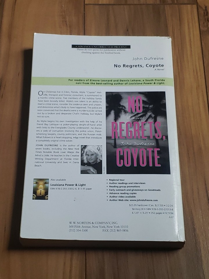 No Regrets Coyote, A Novel by John Dufresne Great Gift | eBay