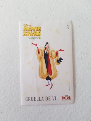 Woolworths Disney Movie Stars 2016 Collector Sticker - #3 Cruella De ...