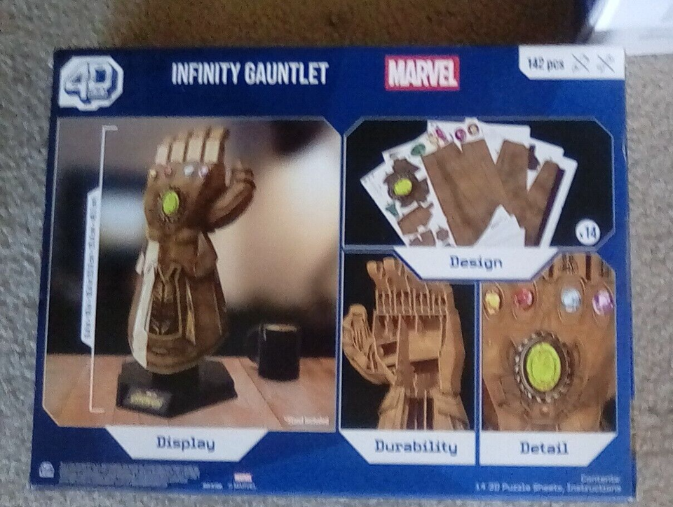 4D Build, Marvel Infinity Gauntlet 3D Puzzle Model Kit with Stand 142 ...