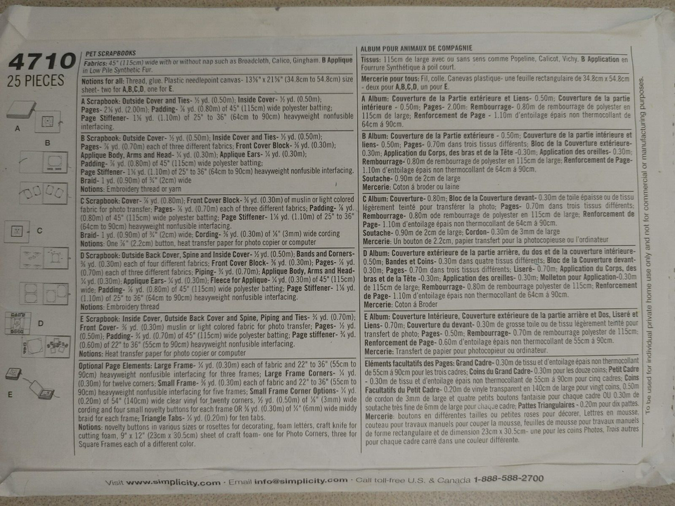 Simplicity Pattern 4710 Pet Scrapbook Covers Appliques | eBay