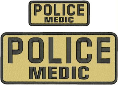 POLICE MEDIC EMBROIDERY PATCHES 4x10 and 2x5 HOOK ON BACK TAN/BLACK | eBay