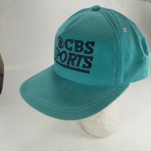 Vintage CBS Sports Corduroy Hat Blue Teal Snapback Cap Baseball Trucker ...