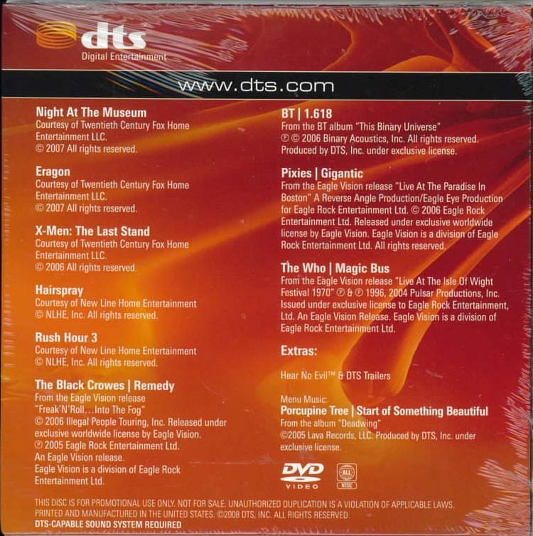 NEW sealed 2008 #12 DTS DVD Ultimate Demonstration Demo Disc | eBay