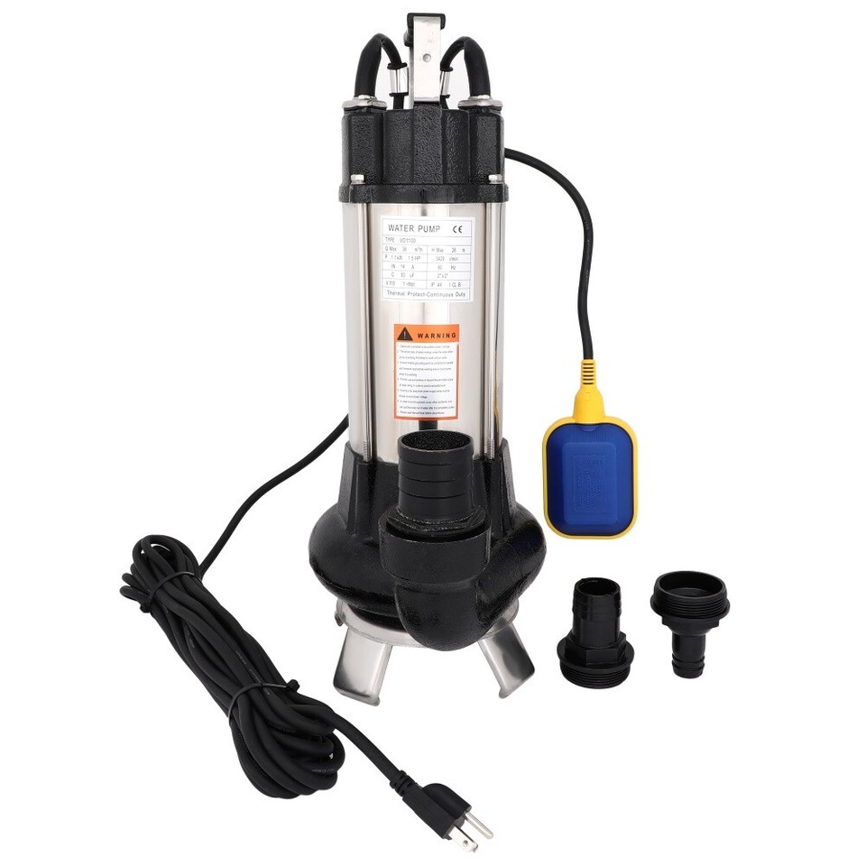 110V 1.5HP Sump Pump Industrial Sewage Cutter Grinder Cast iron ...