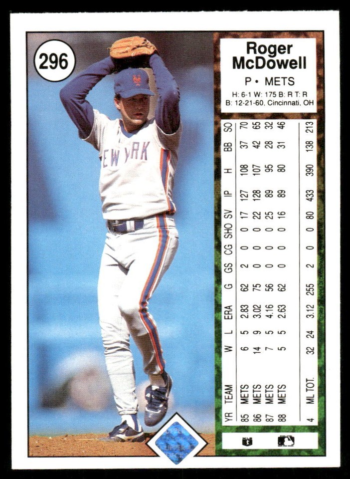 Roger McDowell 1989 Upper Deck #296 New York Mets | eBay