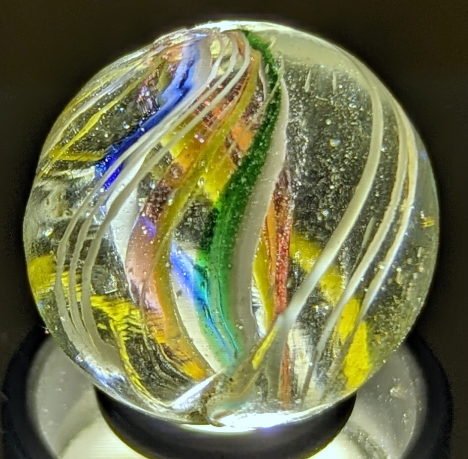 Unpolished ANTIQUE Handmade German Marbles - 5x 5/8" Latticinio ...