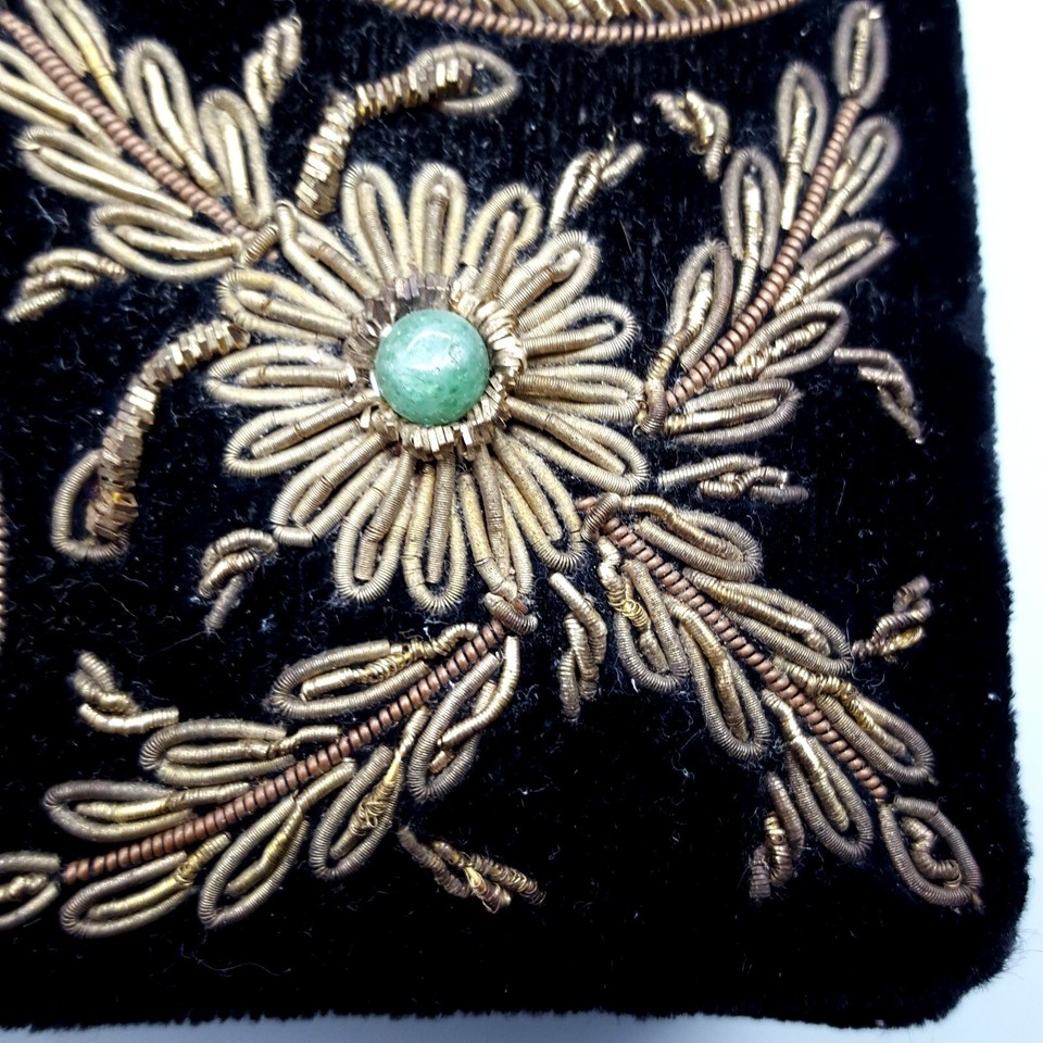 Sudha Box, Gold Embroidered Velvet with Semi Precious Stones, Silk ...
